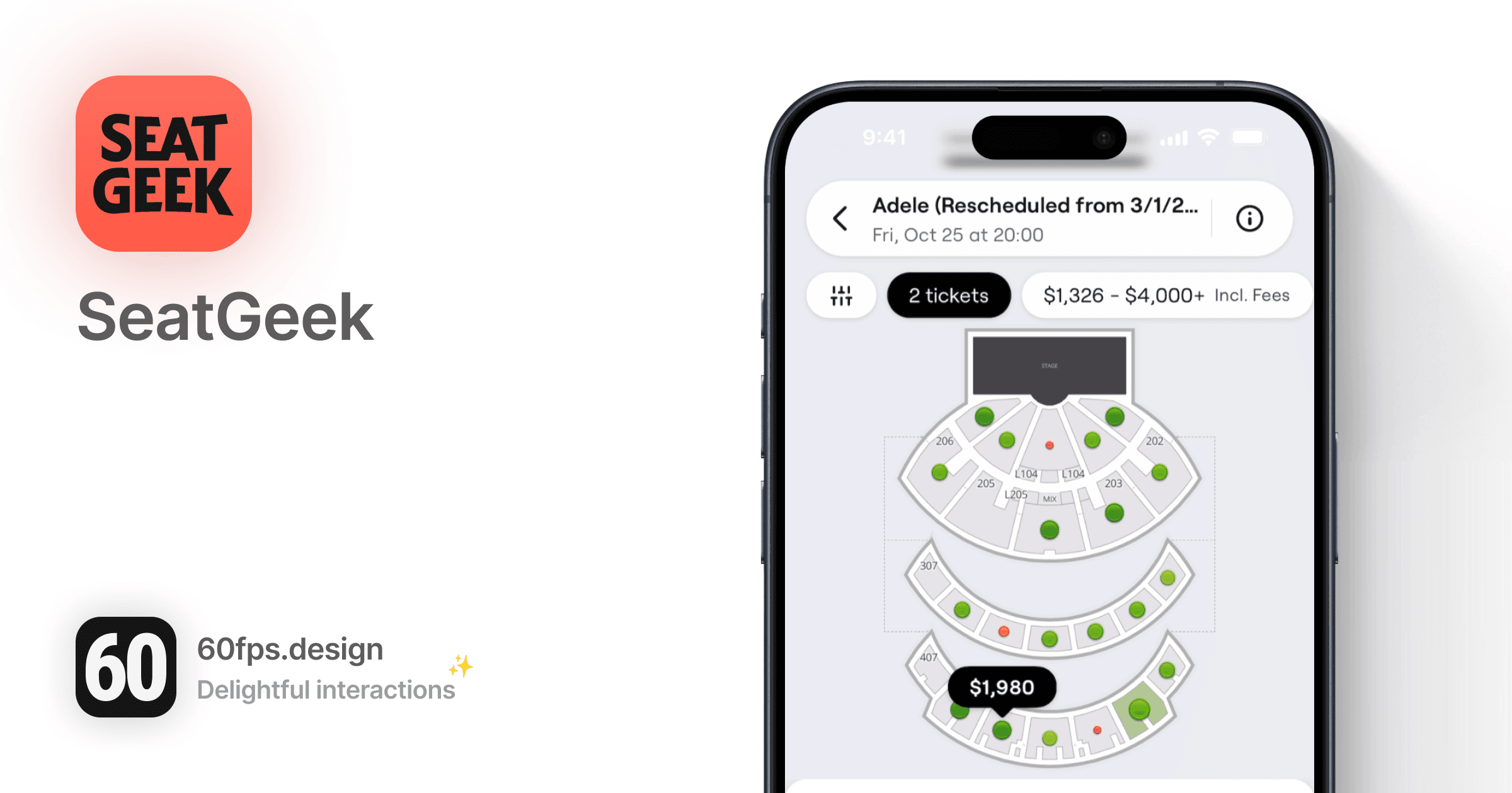 SeatGeek iOS App UI/UX animation
