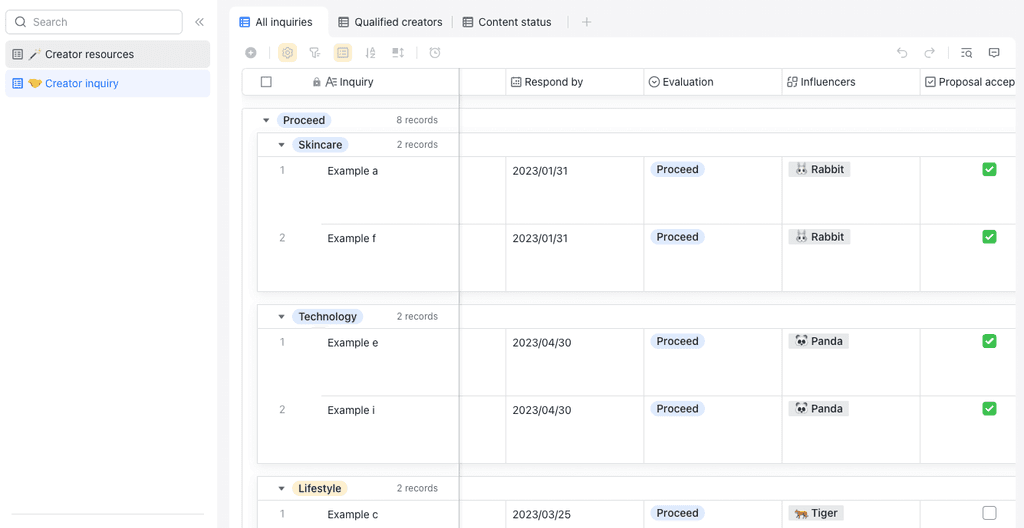 Creator Management Template | Lark Templates