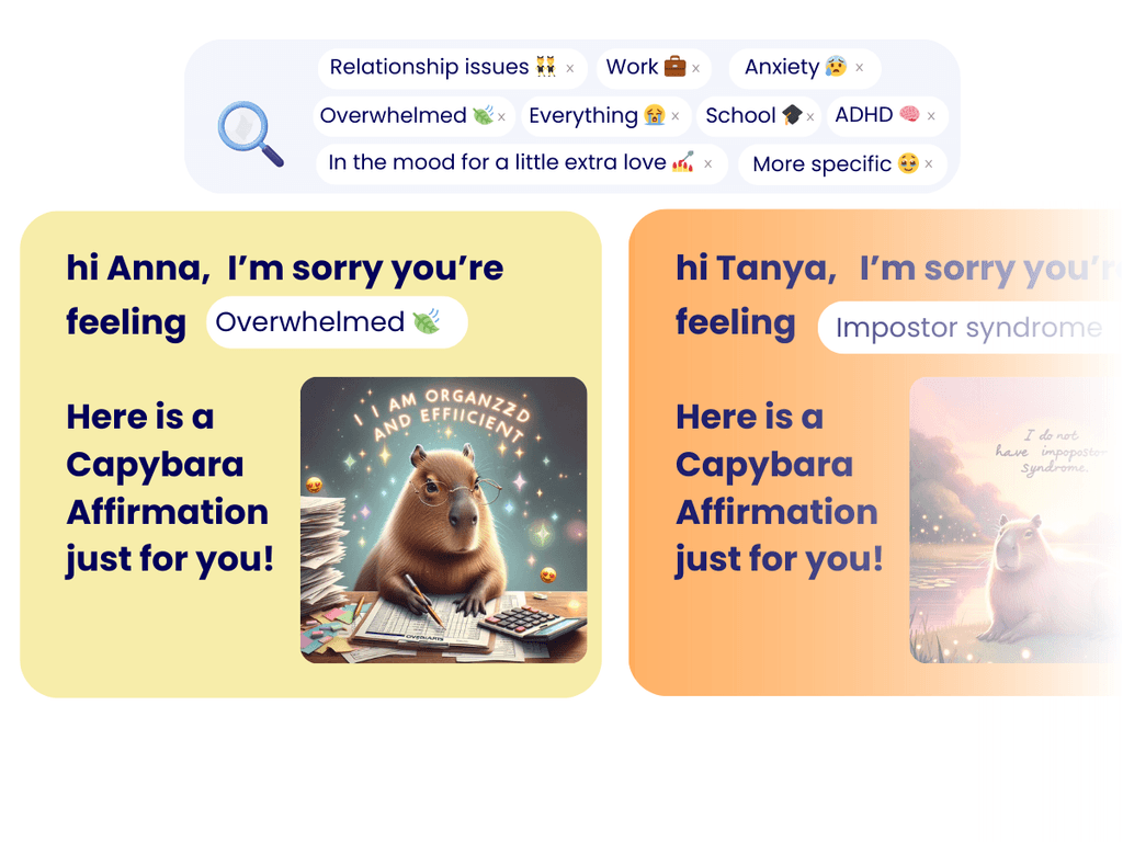 Capybara Affirmations AI - Homepage