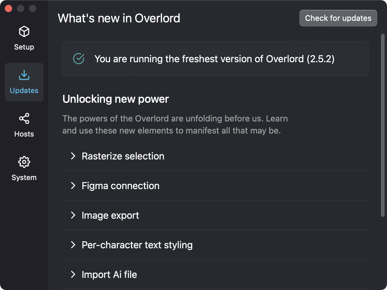 App settings - Overlord