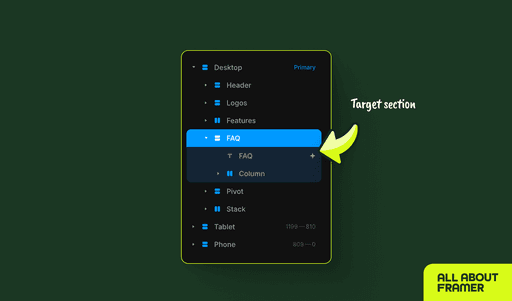 How to Create a Button that Scrolls to a Section on the Same Website in Framer - All About Framer