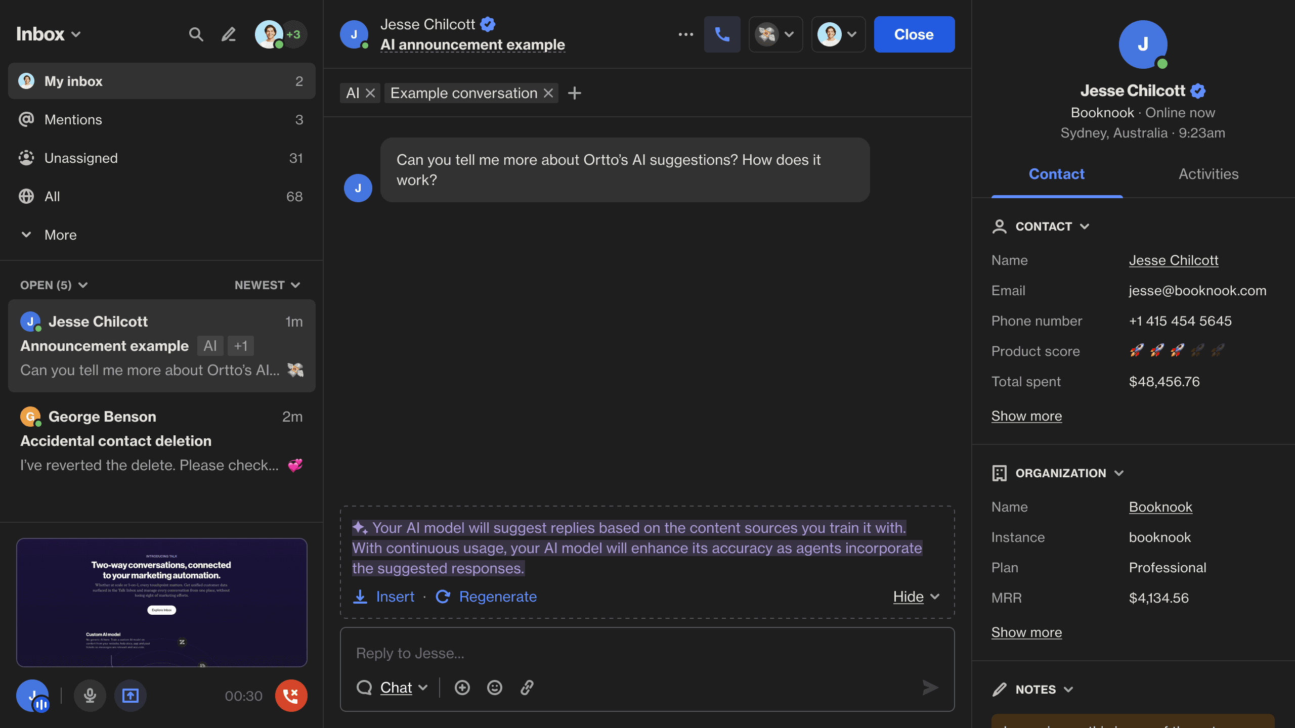 AI-powered omnichannel Inbox | Ortto