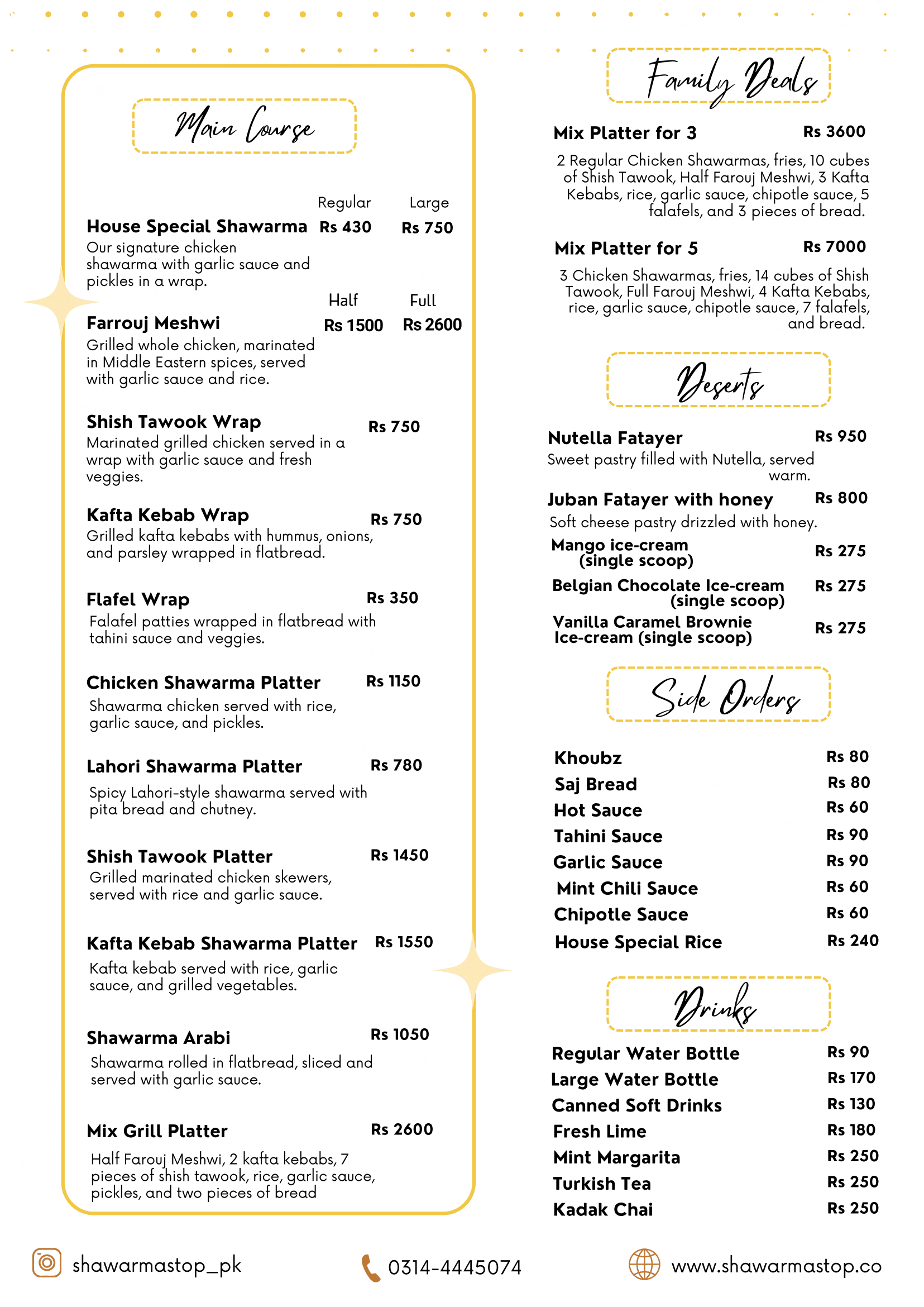 Shawarma Stop - Menu