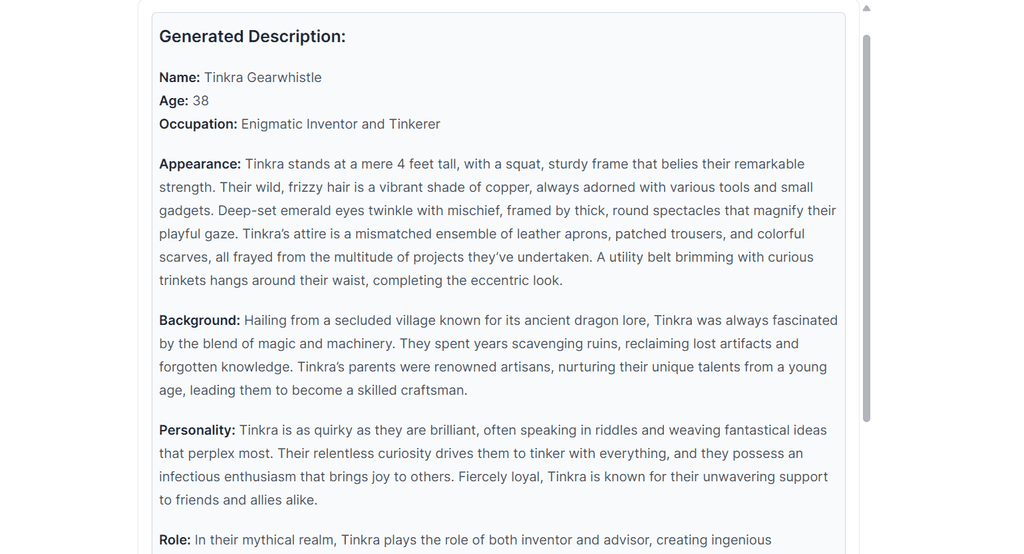 AI Character Description Generator - Free Tool