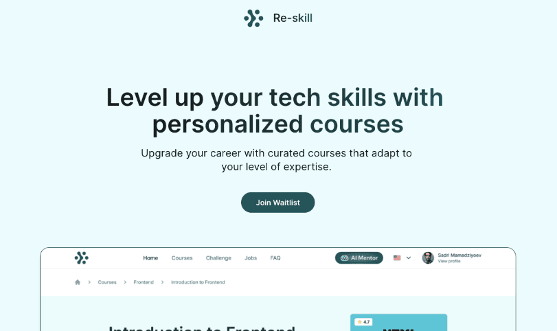 Re-skill | Personalized learning platform