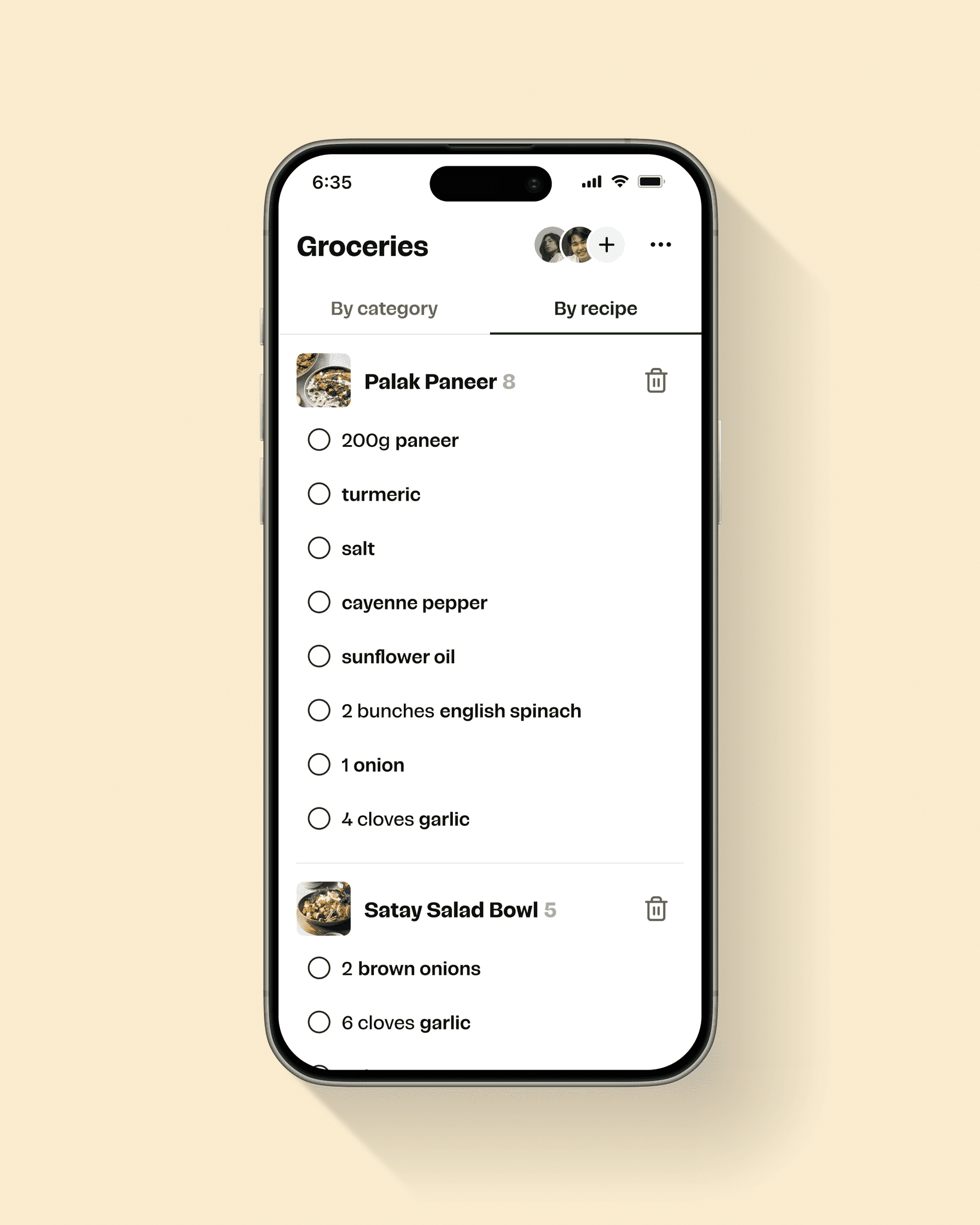 Grocery list generator | Clove