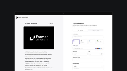 Lemon Squeezy Checkout on a Framer Website — Framer Resource