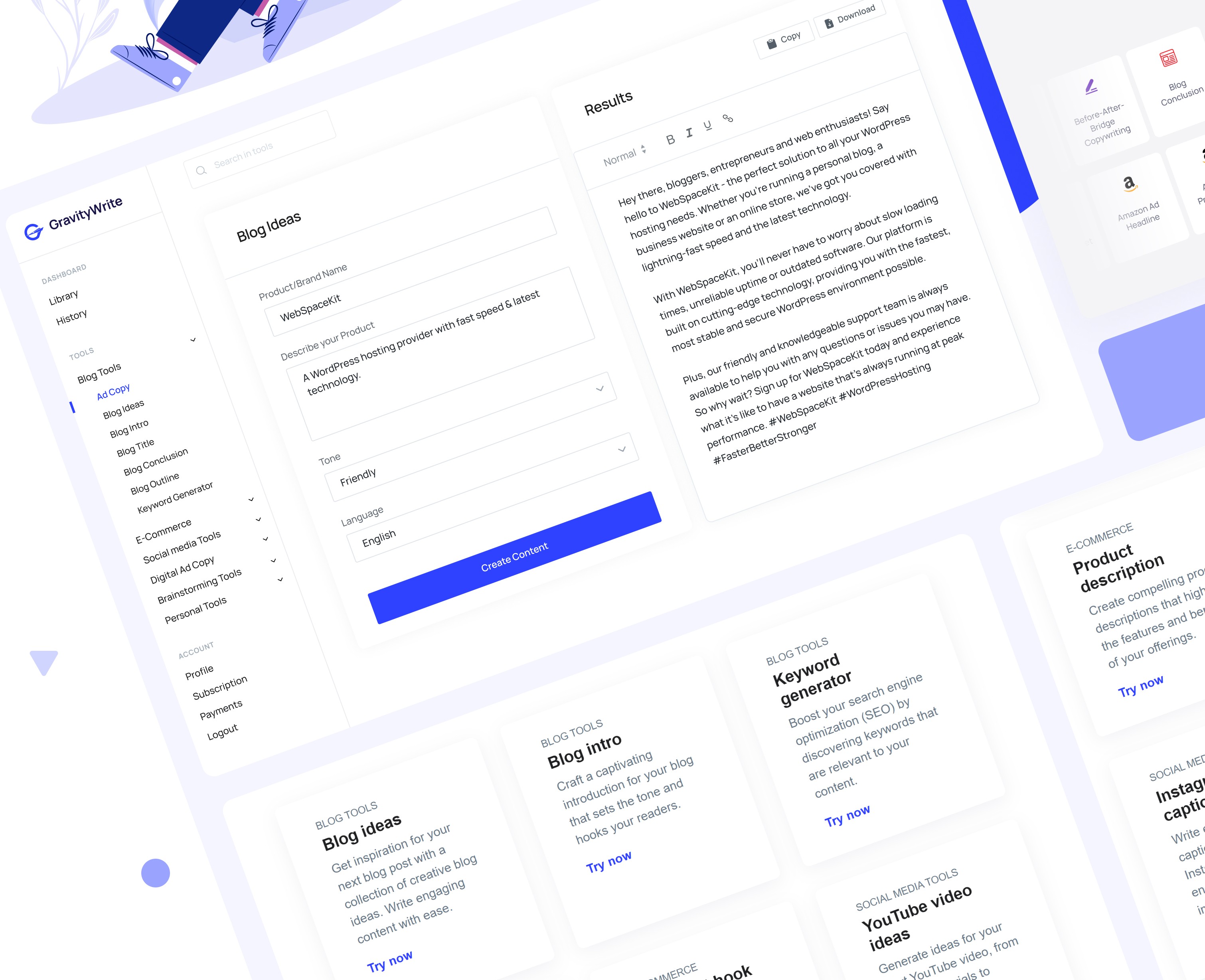 GravityWrite Top AI Writer Content Generator Assistant
