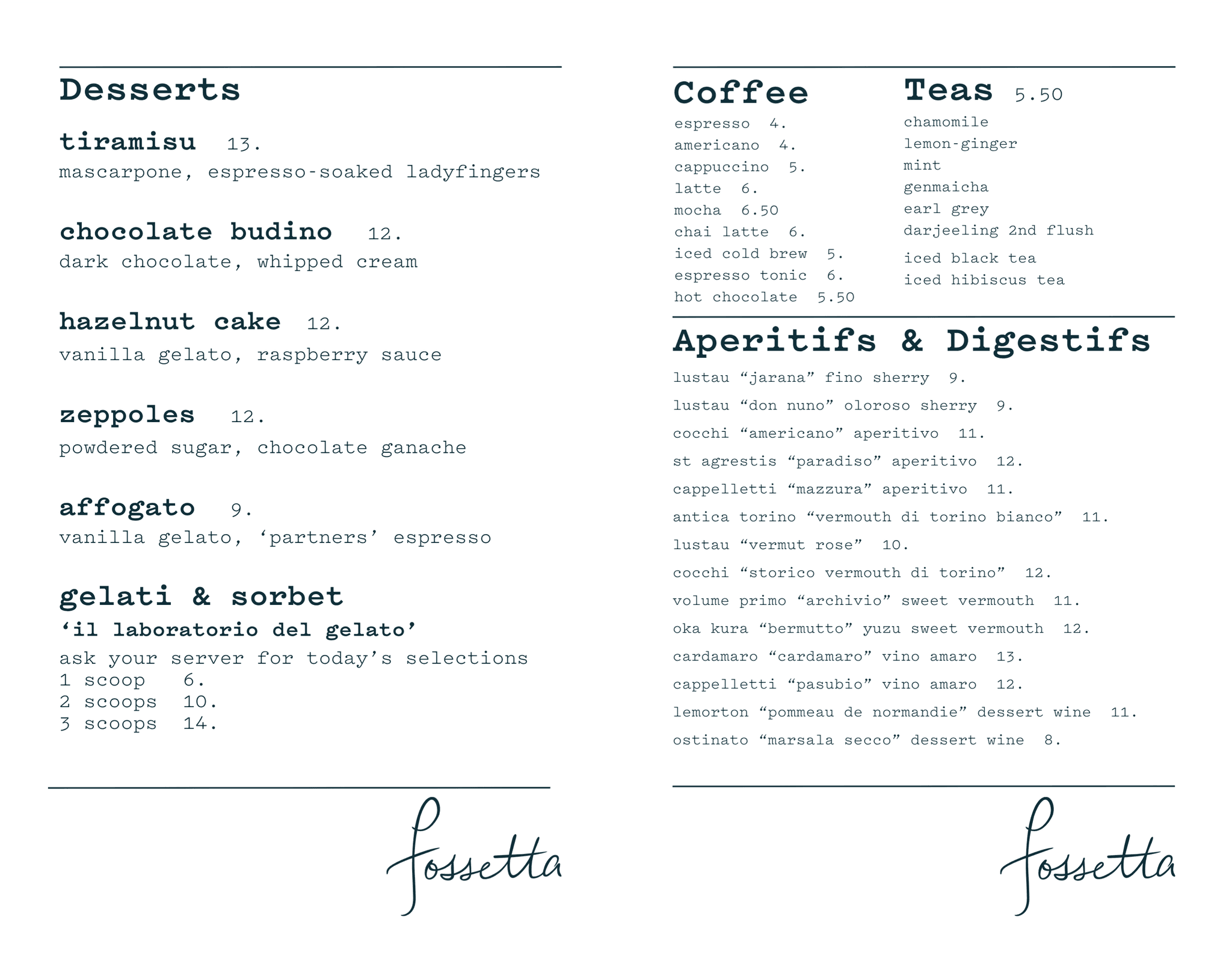 Fossetta NYC Menus