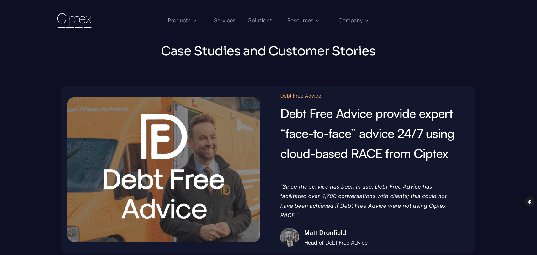 Debt Free Advice's Success with Ciptex: Enhancing Support Services