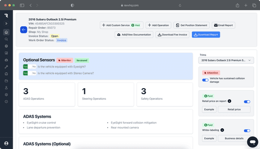 Revv ADAS | AI-Powered ADAS Calibration Reporting for Repair Shops