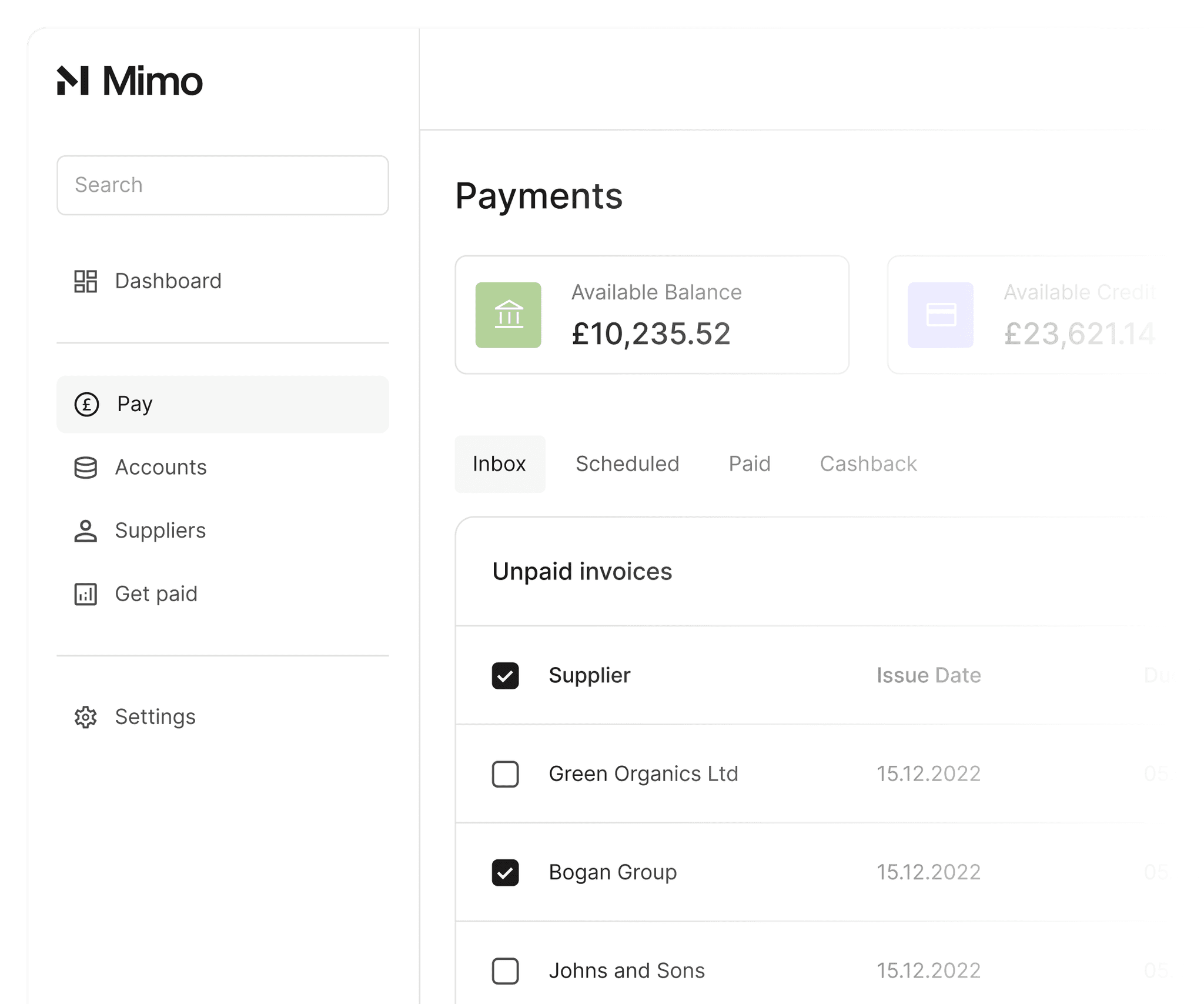 Mimo — Control cashflow with payments on your terms.