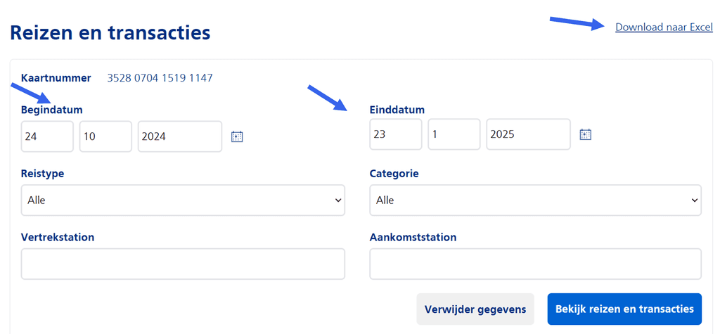 Hoe upload ik de reizen van mijn NS Business Card?