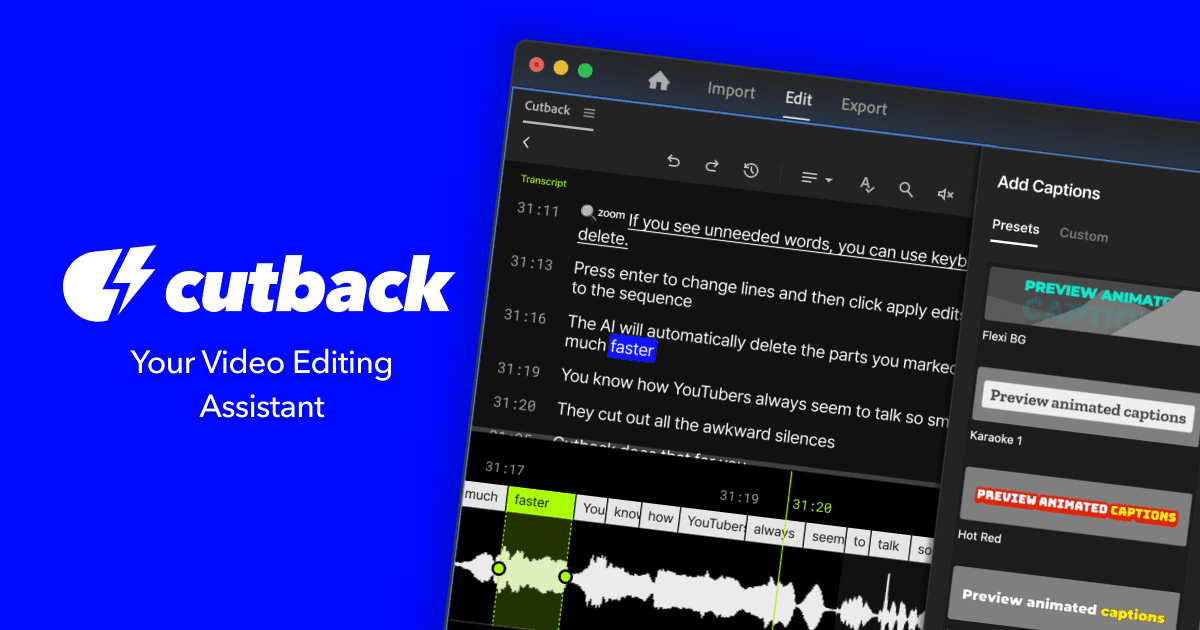 컷백 Cutback - AI 동영상 편집 프로그램