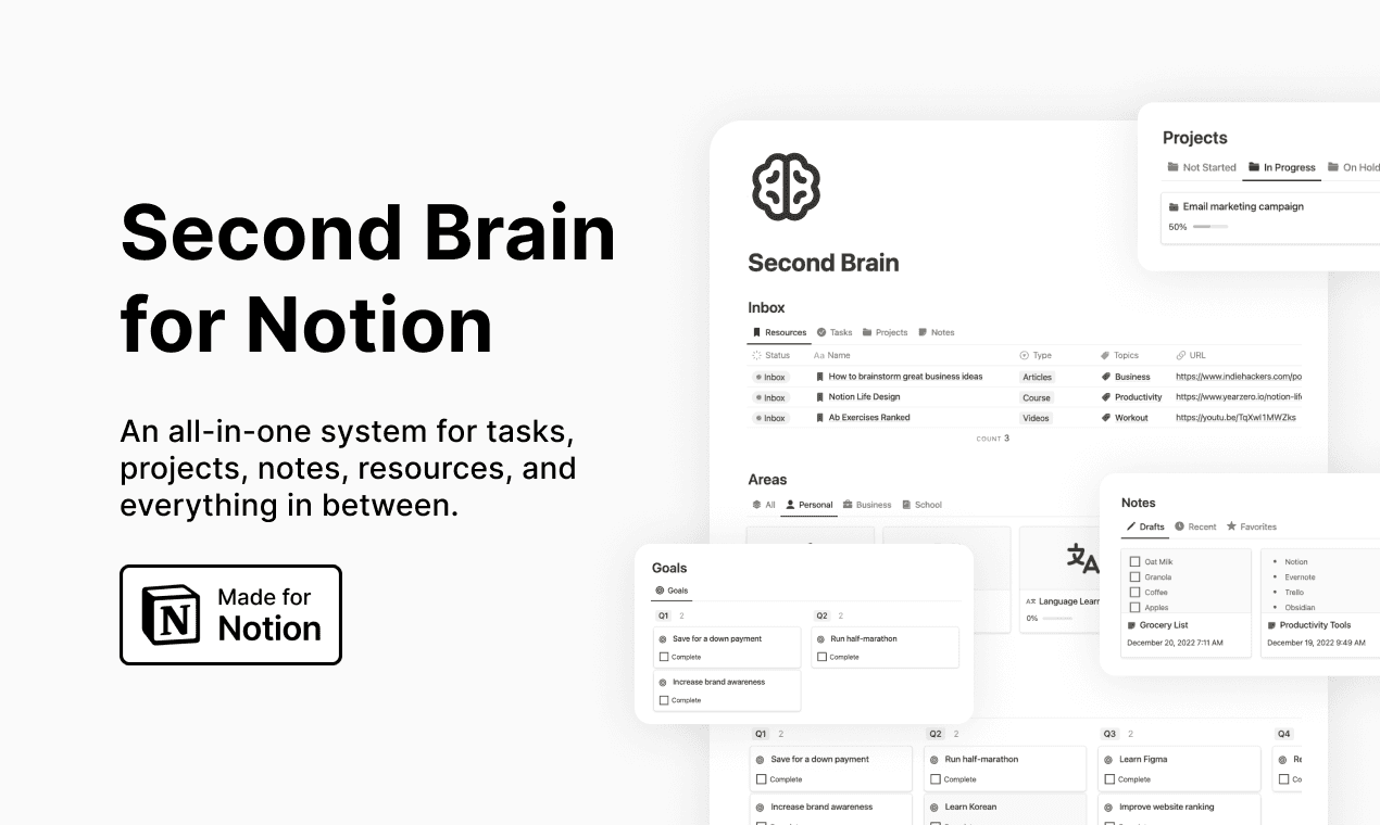 Second Brain Notion Template