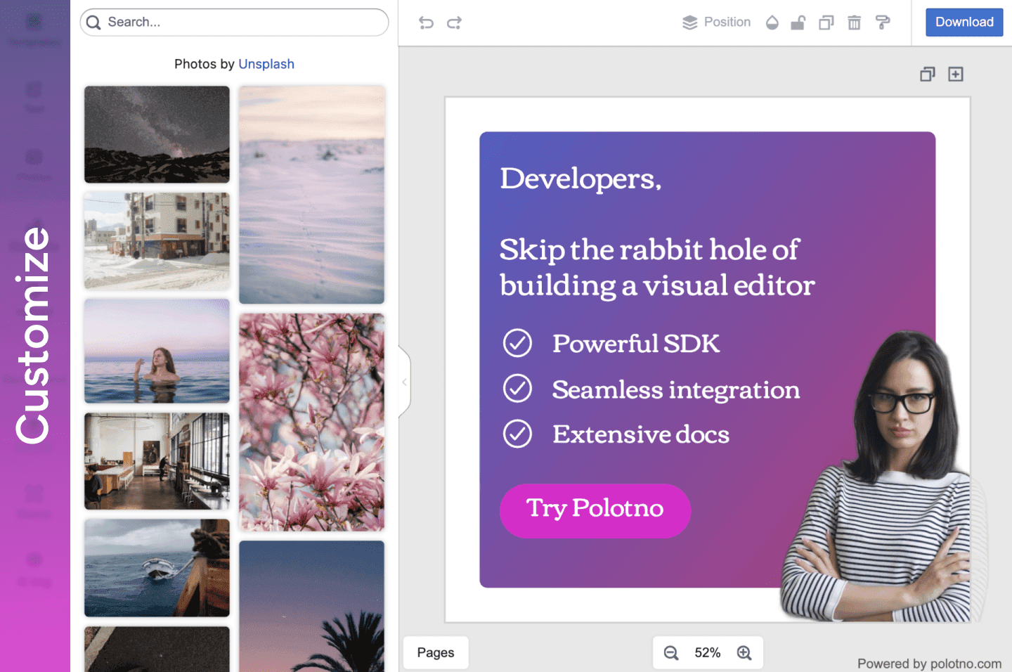 A powerful canvas editor meets programmatic content creation
