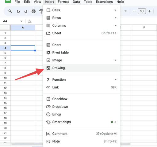 How to Insert an Arrow in Google Sheets