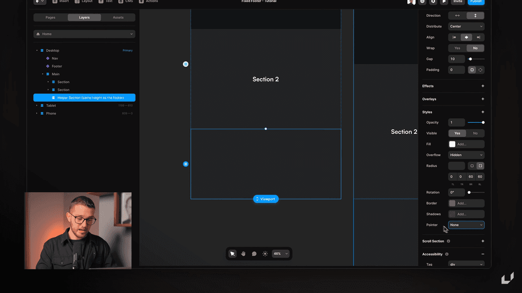 How To Create a Fixed Footer in Framer — Framer University Blog