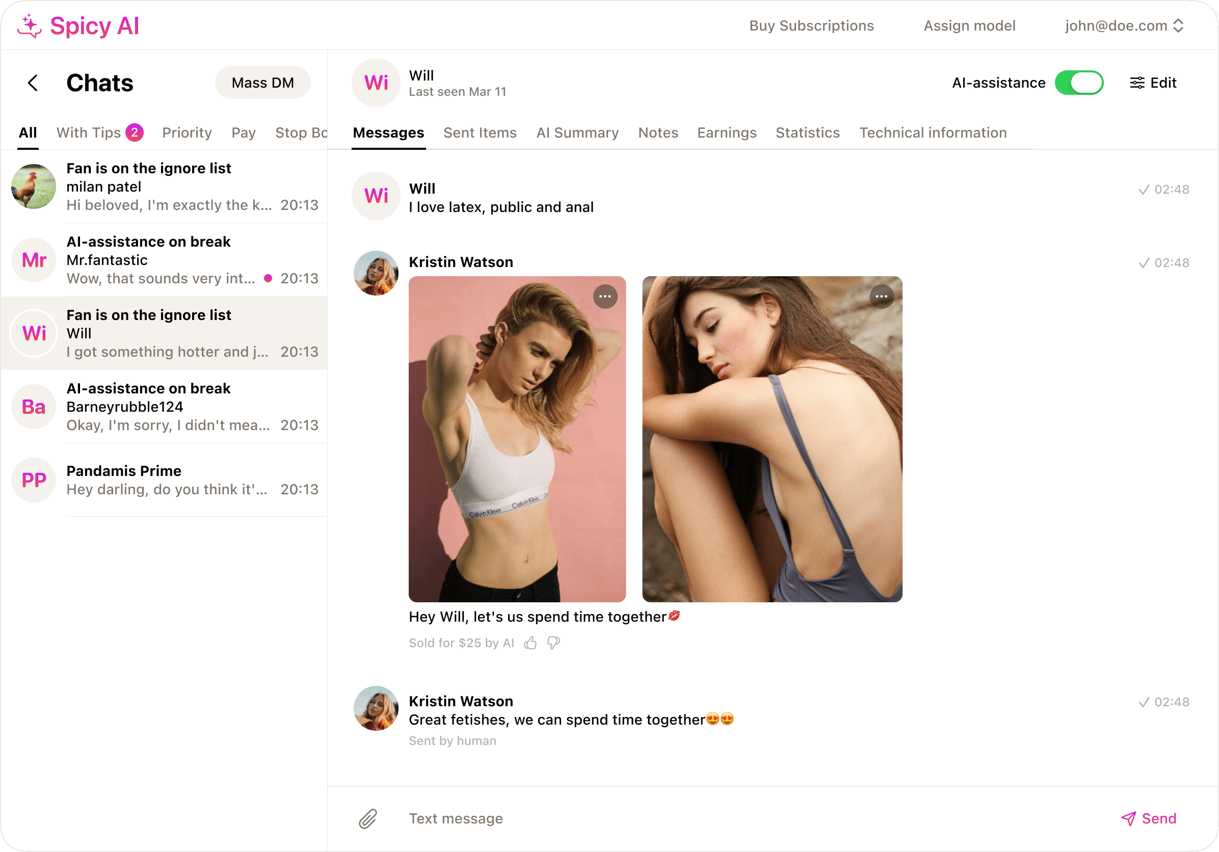 Spicy.AI | OnlyFans AI Chatting and Sexting Assistant
