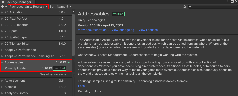 Load, unload and change assets at runtime with Addressables - What Up Games