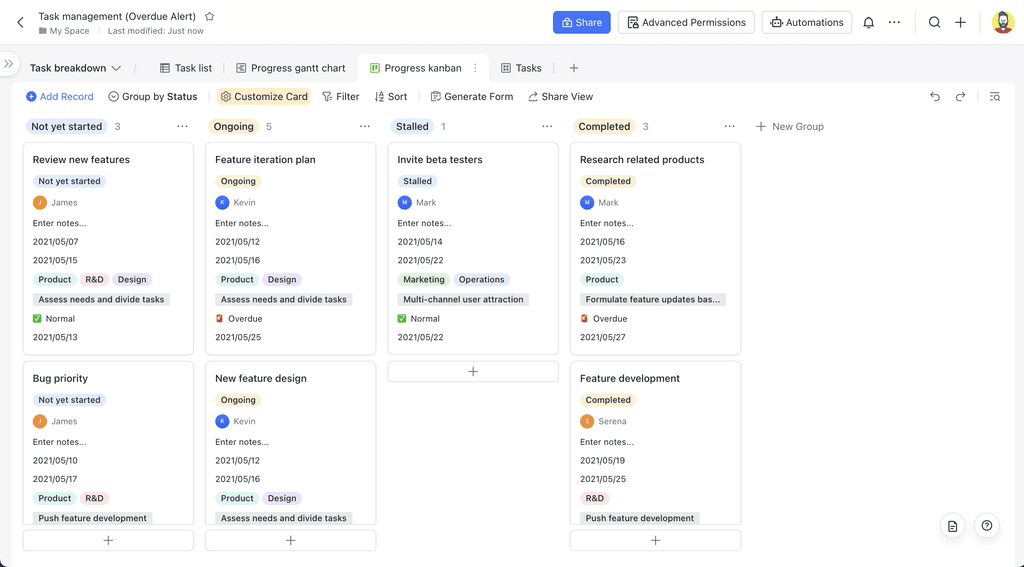 Task Management (Overdue Alert) Template | Lark Templates