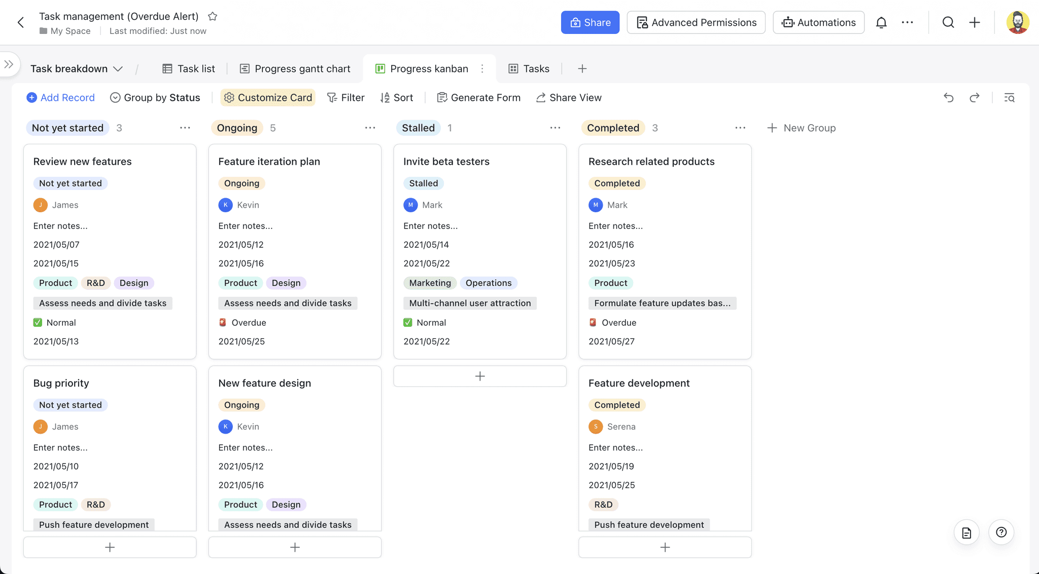 Task Management (Overdue Alert) Template | Lark Templates
