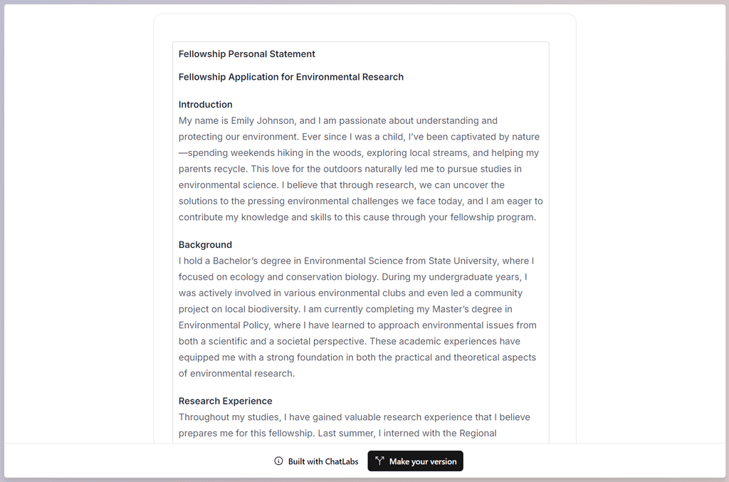 Personal Statement Generator - Free Tool