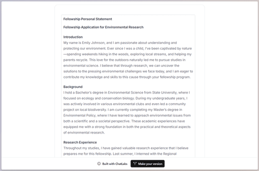 Personal Statement Generator - Free Tool