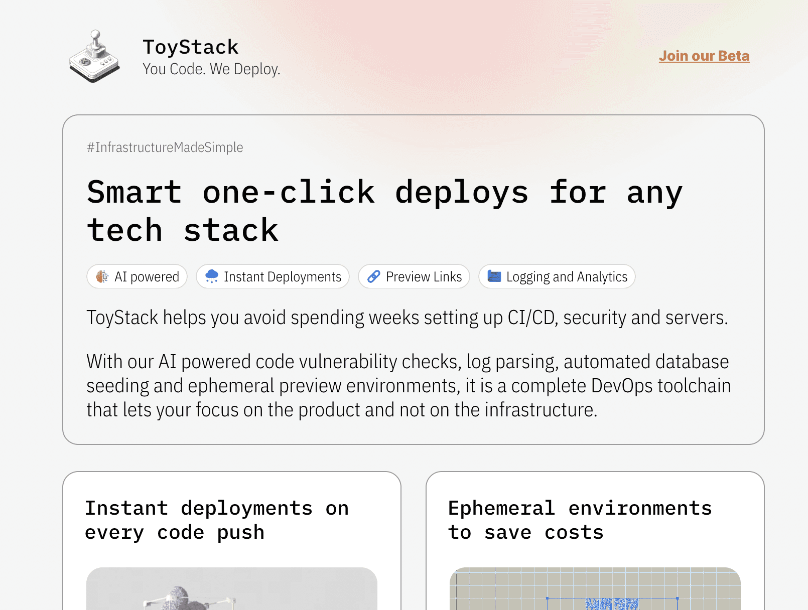 ToyStack: You Code. We Deploy.