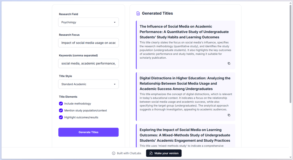 Research Paper Title Generator - Free Tool