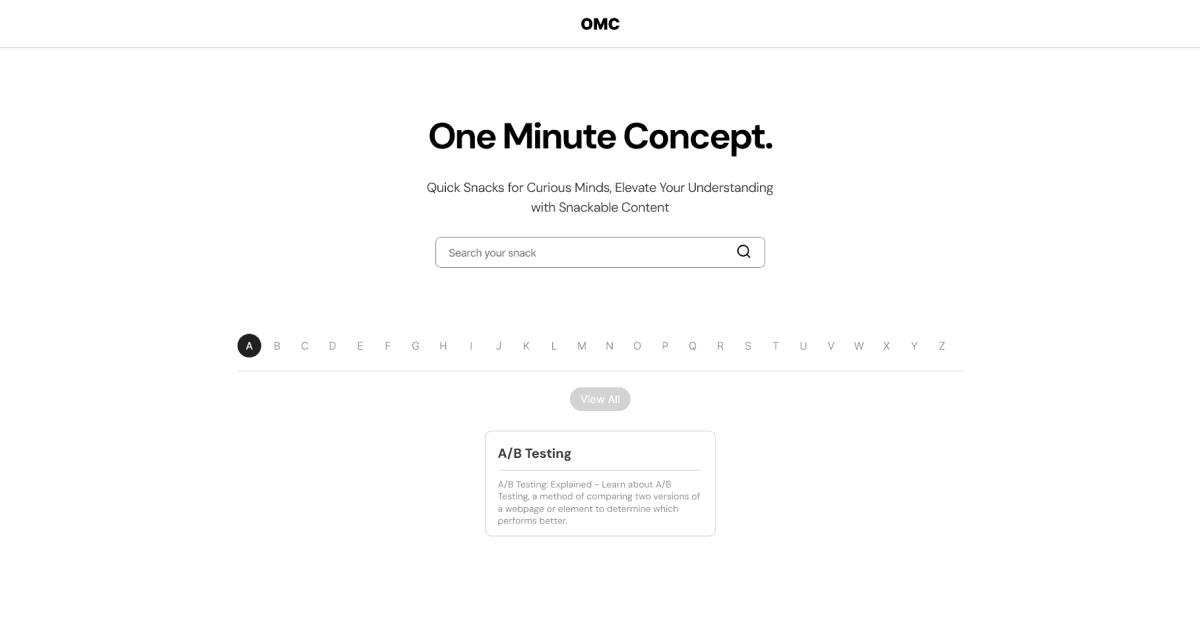 One Min Concept | Snackable Learning Experience