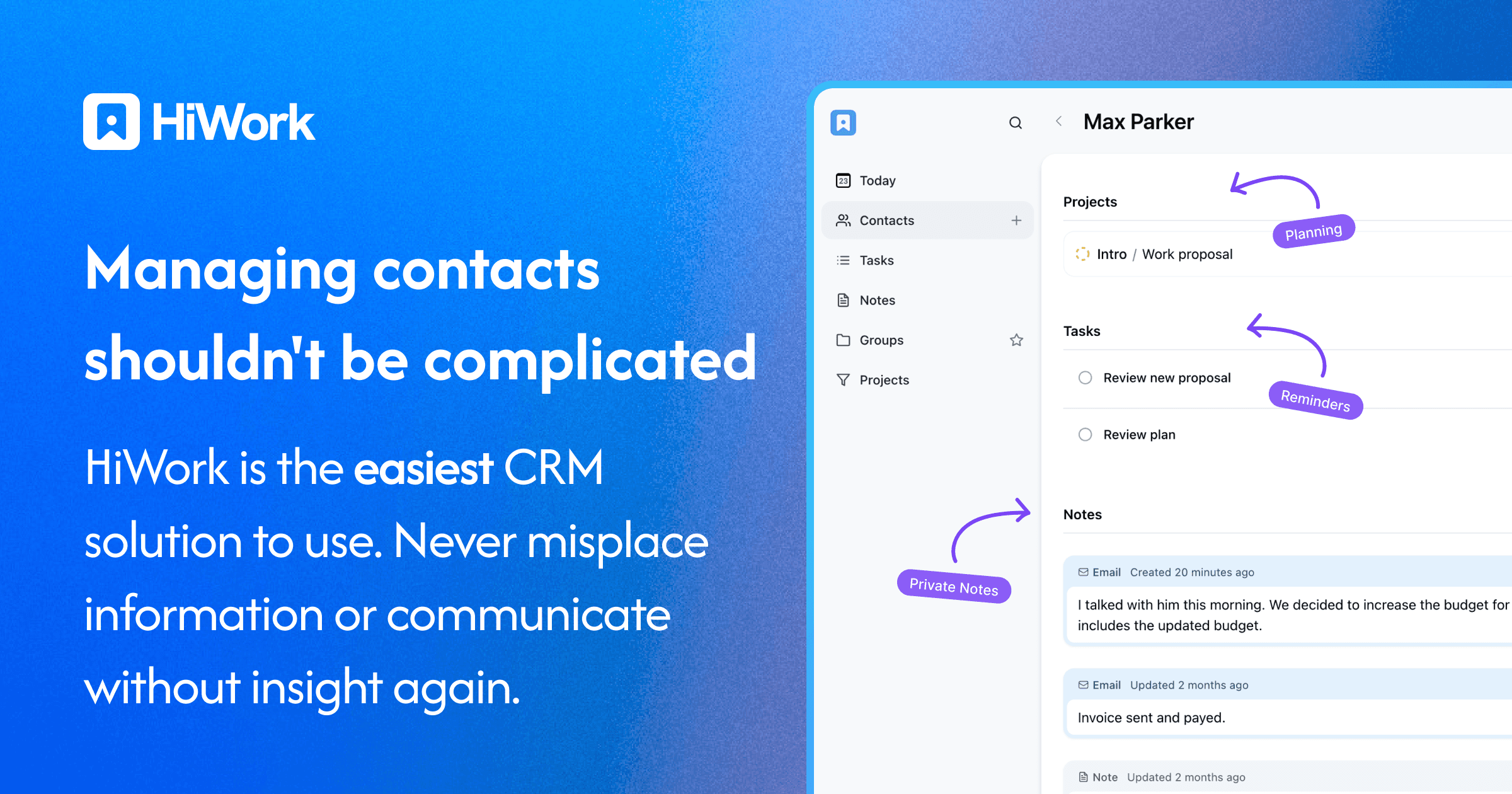 Help Center - HiWork personal CRM - Powered by AI