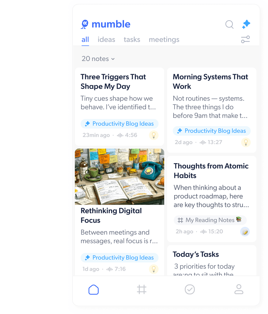 Mumble Note - The fastest AI voice notetaker on the go