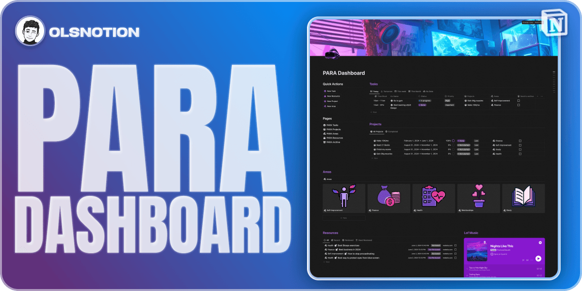 PARA Dashboard Planner