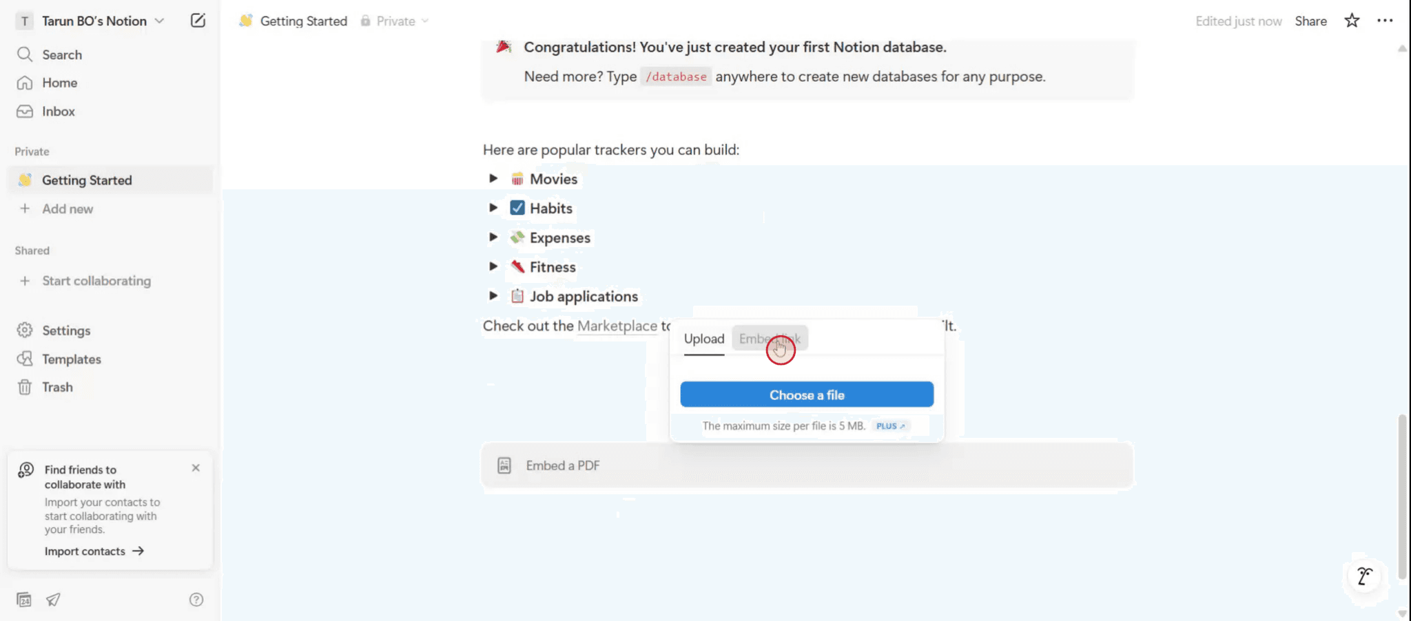 How to Embed PDF in Notion - 1 minute video guide