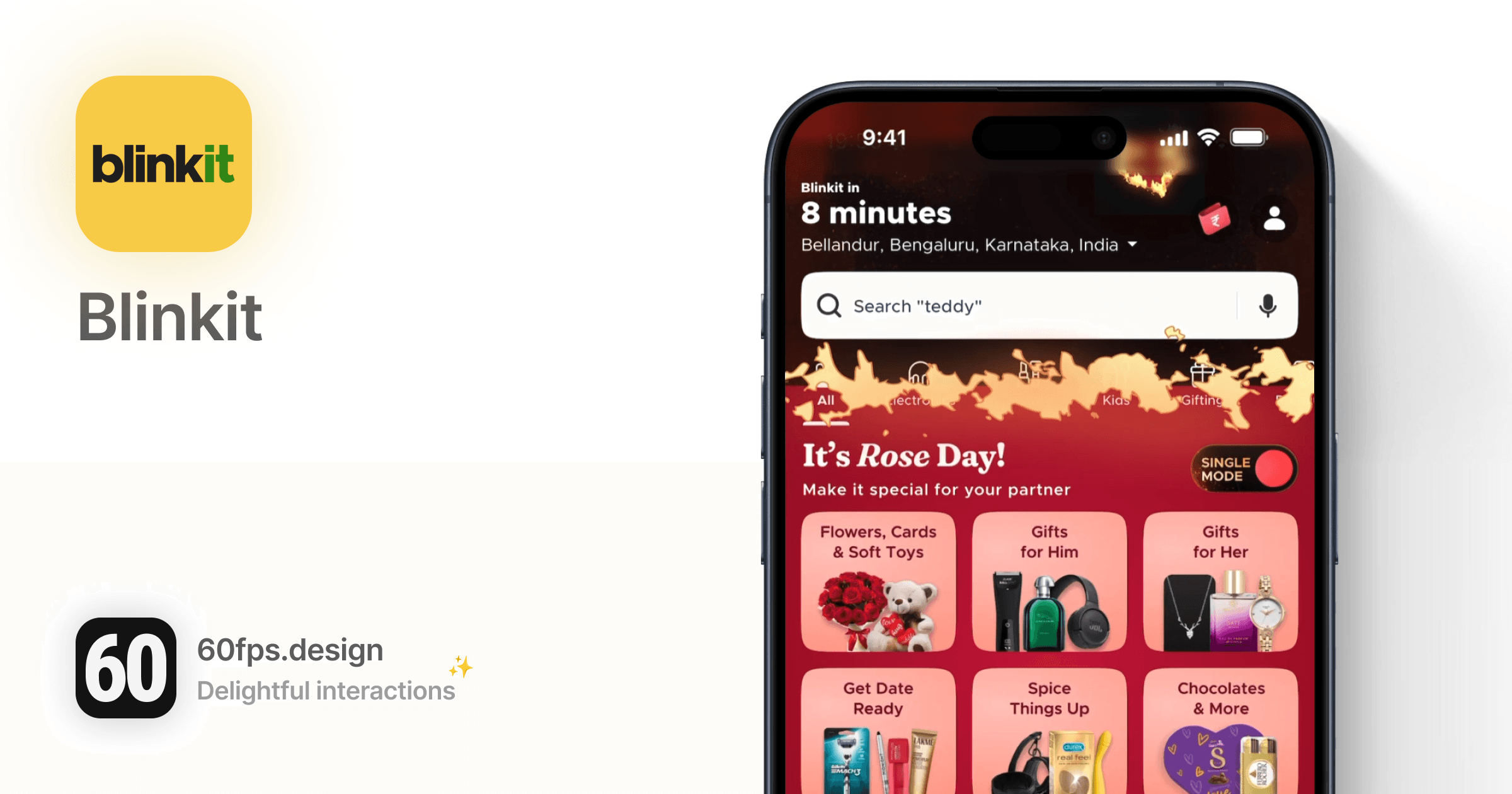 Blinkit iOS App UI/UX animation