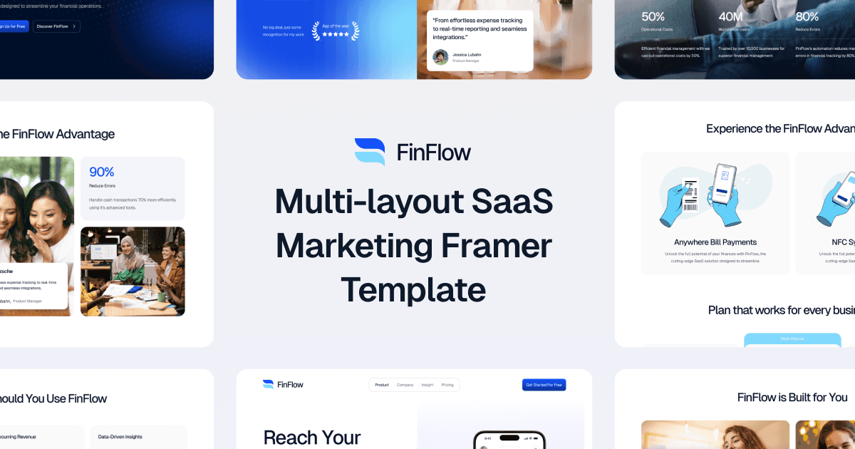 FinFlow - Multi-layout Framer SaaS Template