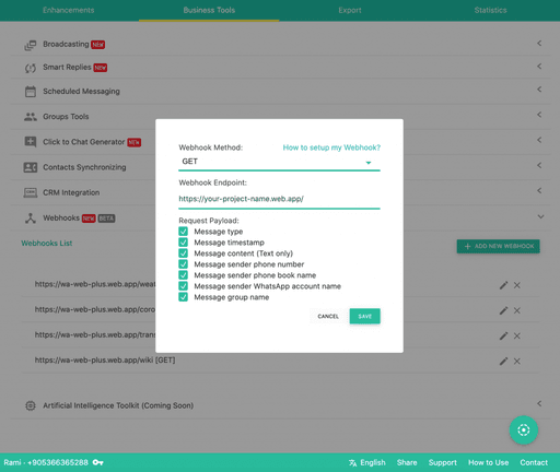 How to Setup a Webhook? - WA Web Plus