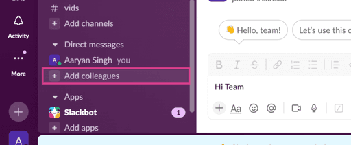 How to add a person on slack
