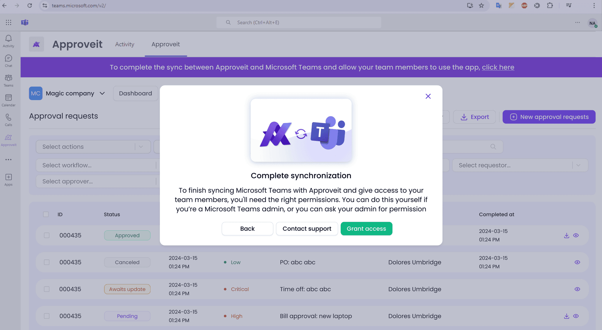 Integrate Approveit with Microsoft Teams