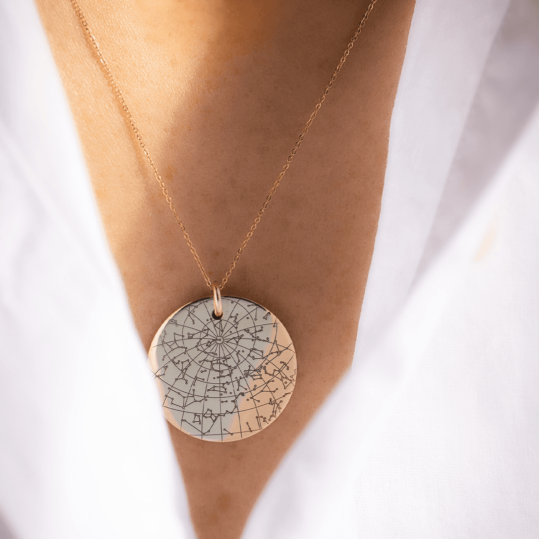 Night Sky Gold Pendant - The Night Sky - Custom Star Map