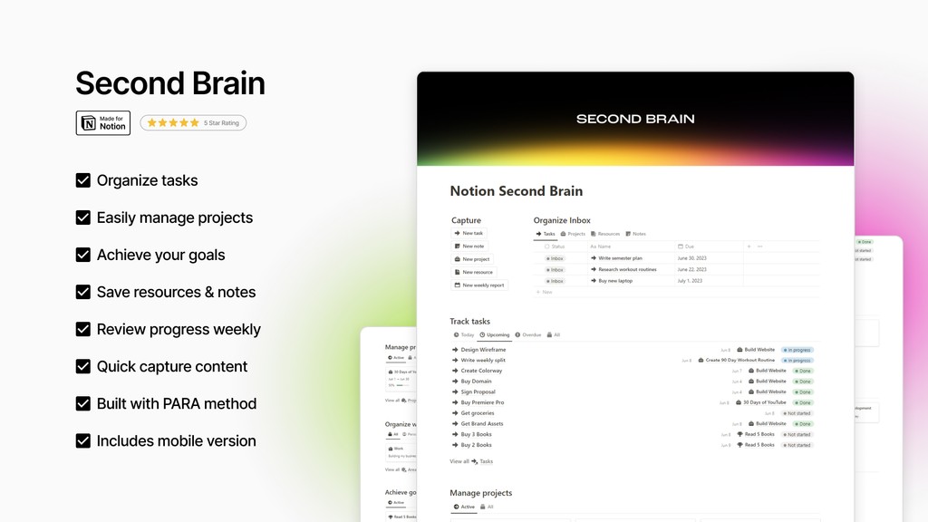 Notion Second Brain — Premium productivity Notion template