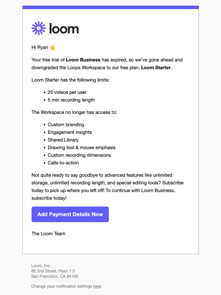 Notification Email Examples - Loops - The Email Platform for SaaS
