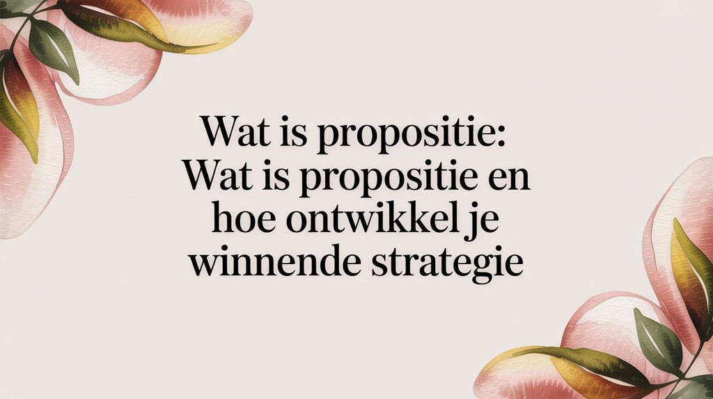 Wat is propositie: wat is propositie en hoe ontwikkel je winnende ...