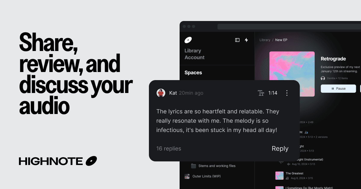 Audio file sharing and collaboration built for musicians • Highnote