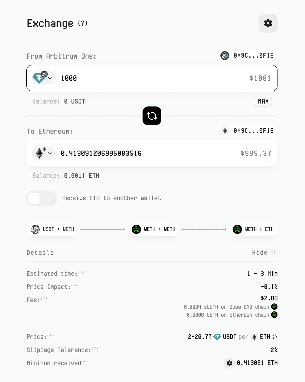 Exchange USDT to any token instantly without KYC