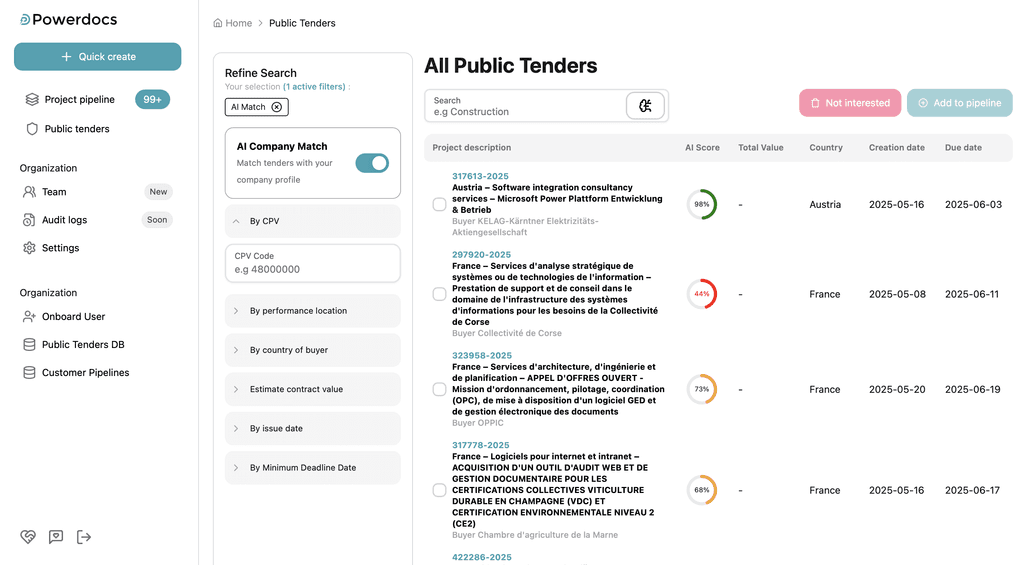 Powerdocs — AI Copilot for Government RFPs & Public Tenders