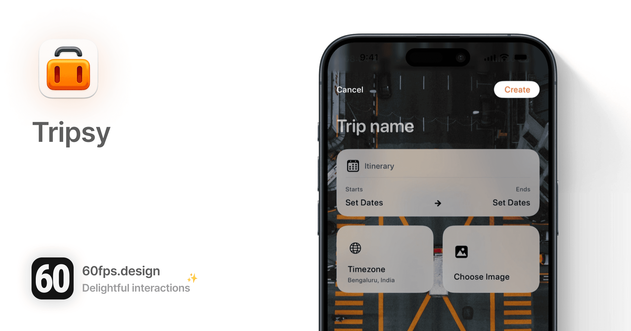 Tripsy iOS App UI/UX animation