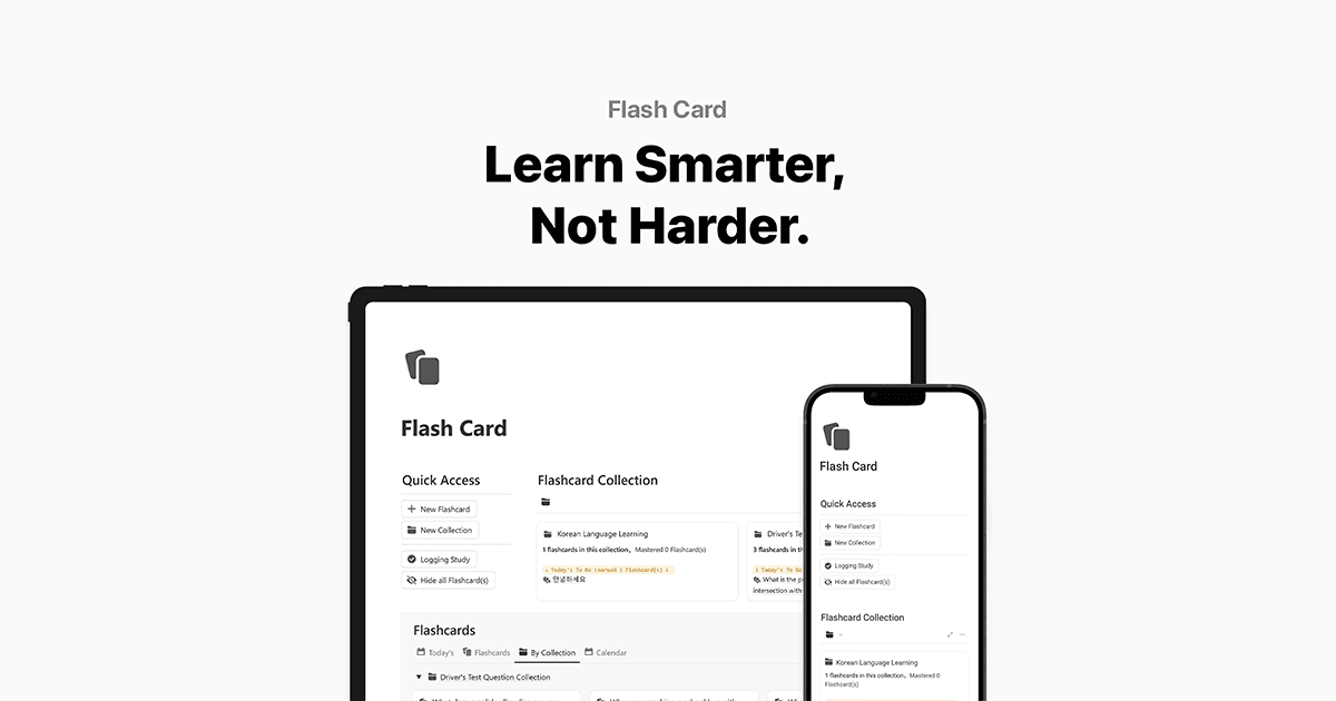 Flash Card - Notion Templates by HeyAlbert