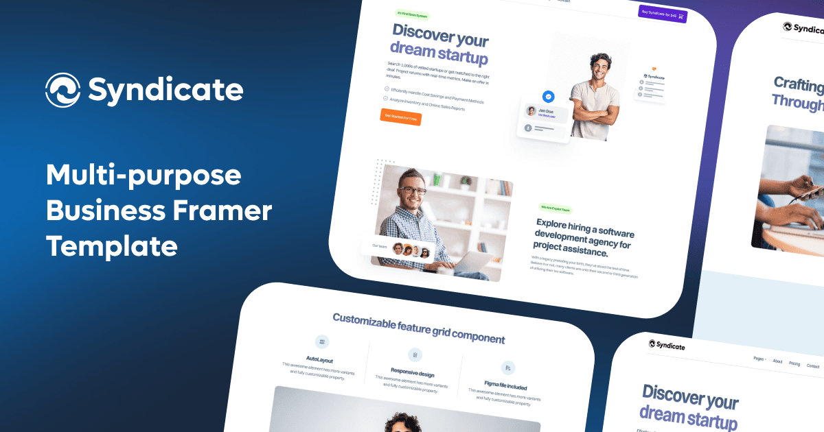 Syndicate - Multi-layout Framer Business Template